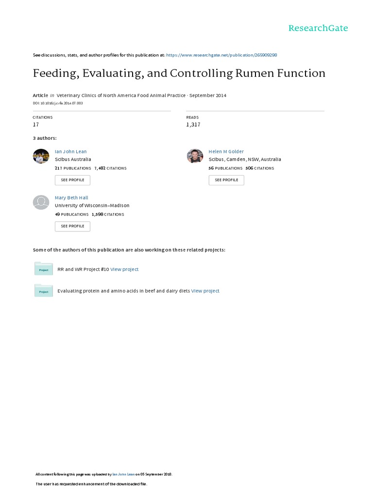 Rumen Function: Feeding and Control Guide | PDF | Carbohydrates ...