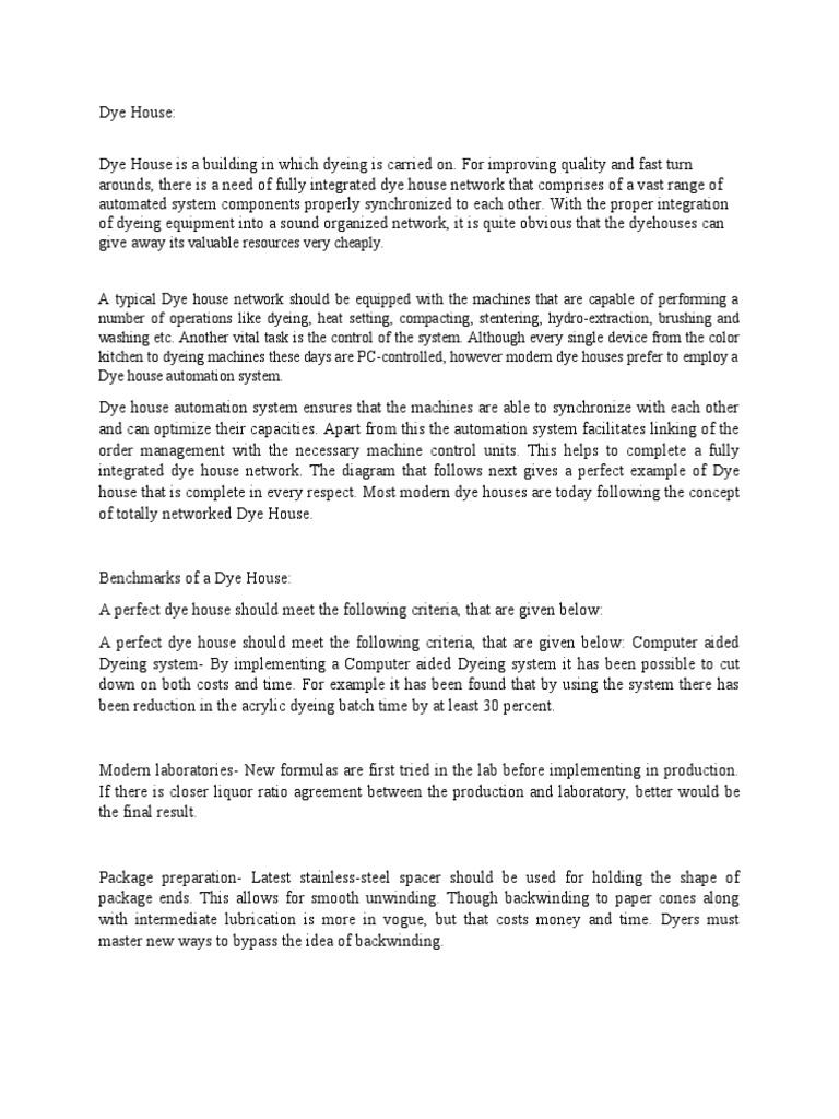 Dye House Management | PDF | Dyeing | Automation