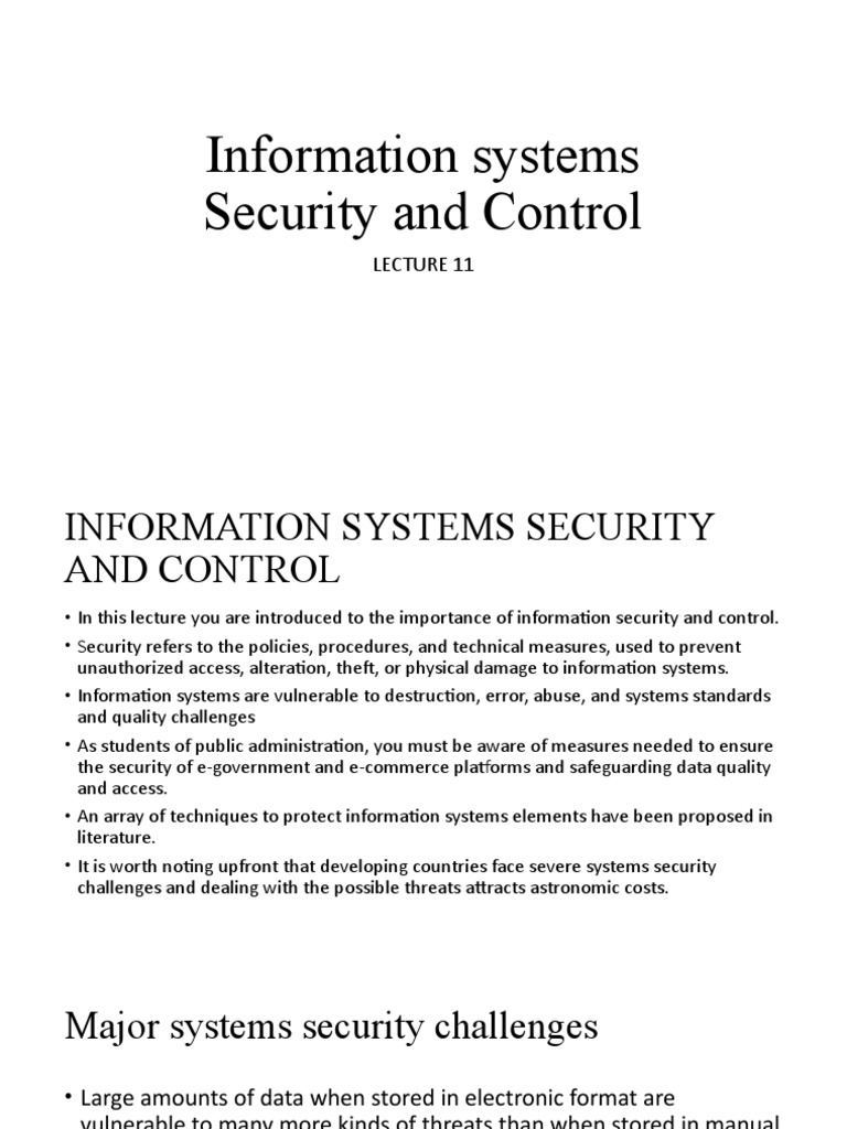 Information Systems Security and Control | PDF | Software Bug ...