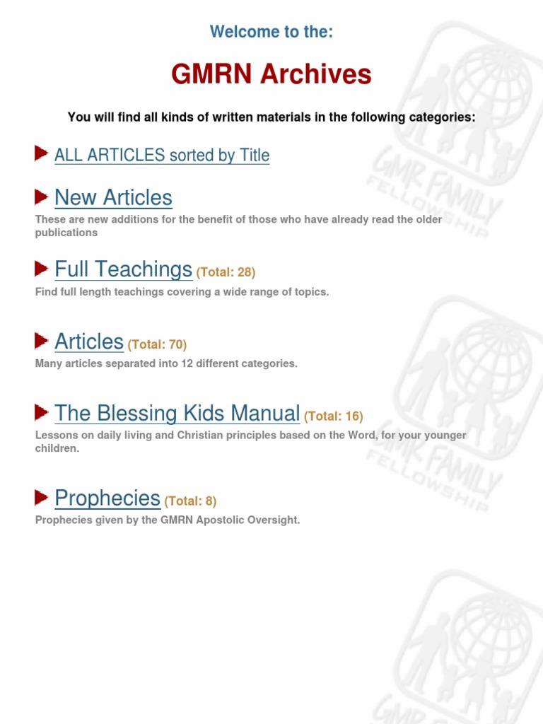 GMRN Archives 01 PDF | PDF | Prophecy | Faith Healing