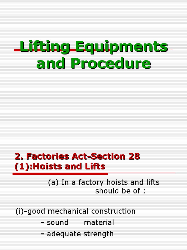 Lifting Equipments and Procedures | PDF | Crane (Machine) | Hand