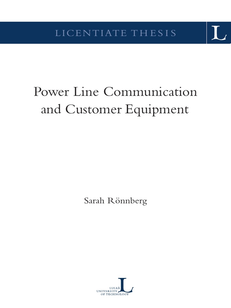 Power Line Communication and Customer Equipment: Licentiatethesis | PDF ...