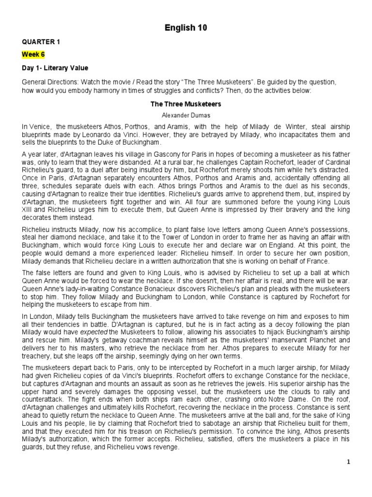 English 10 Worksheets Week 6 | PDF