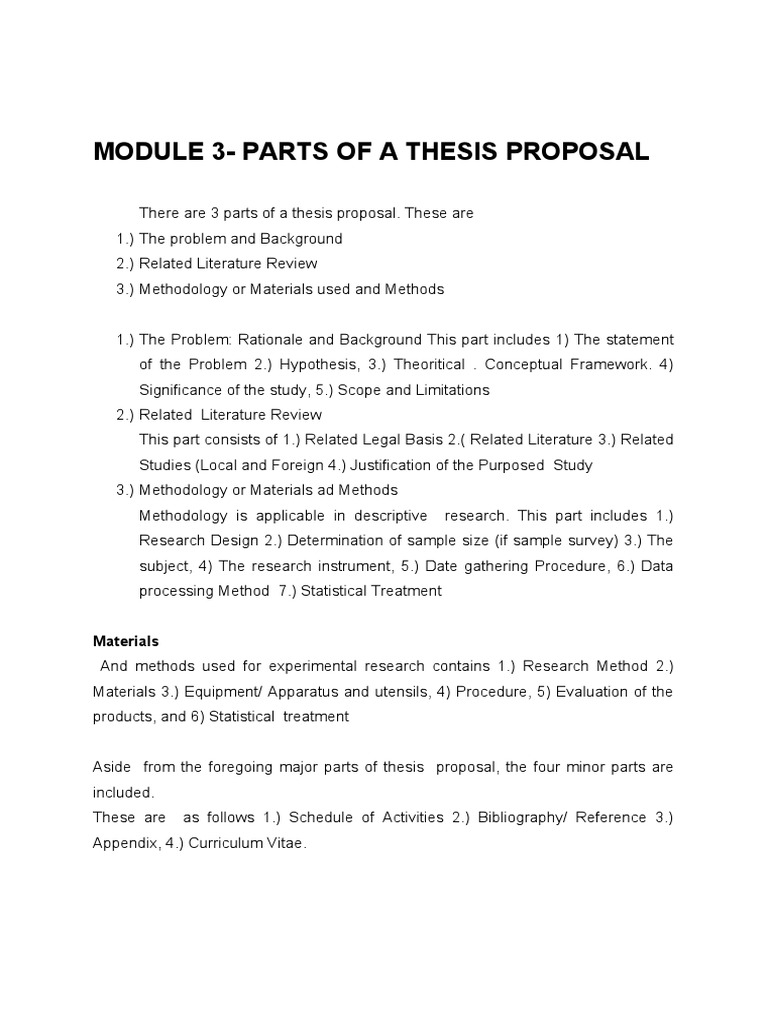 Module 3-Parts of A Thesis Proposal: Materials | PDF | Statistics ...