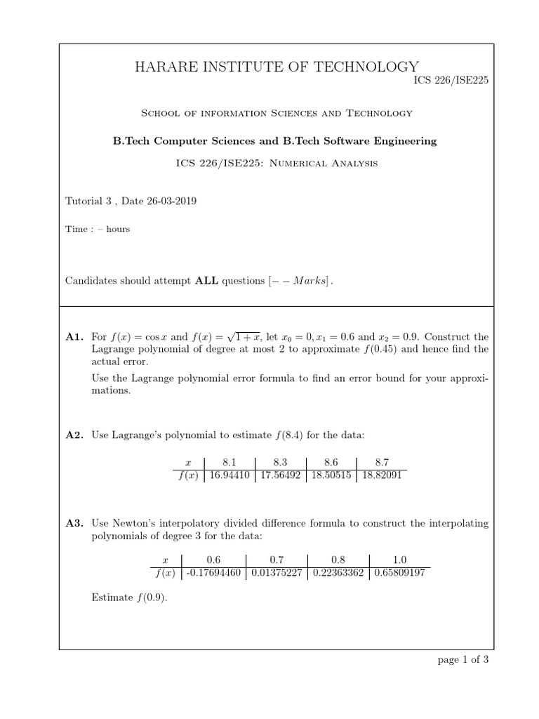 ICS226 Tutorial 3 | PDF | Interpolation | Spline (Mathematics)