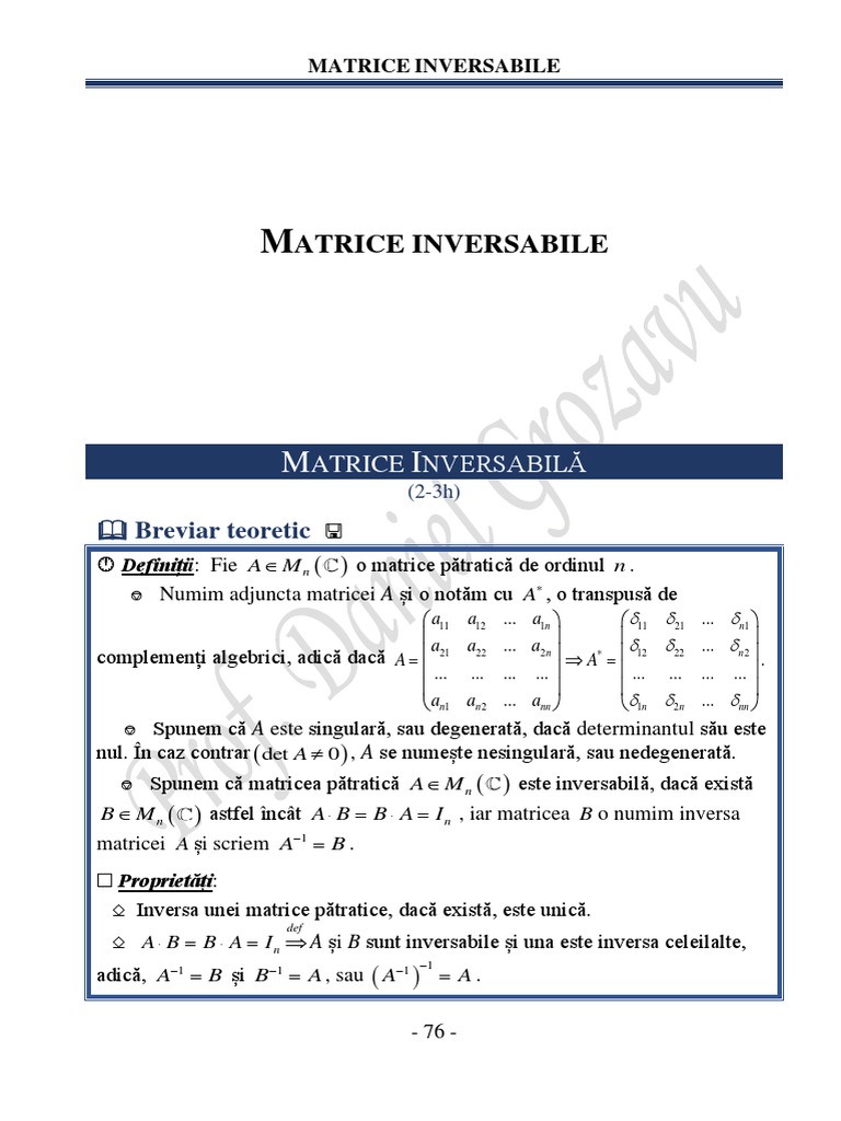 4-Matrice Inversabile - M2 | PDF