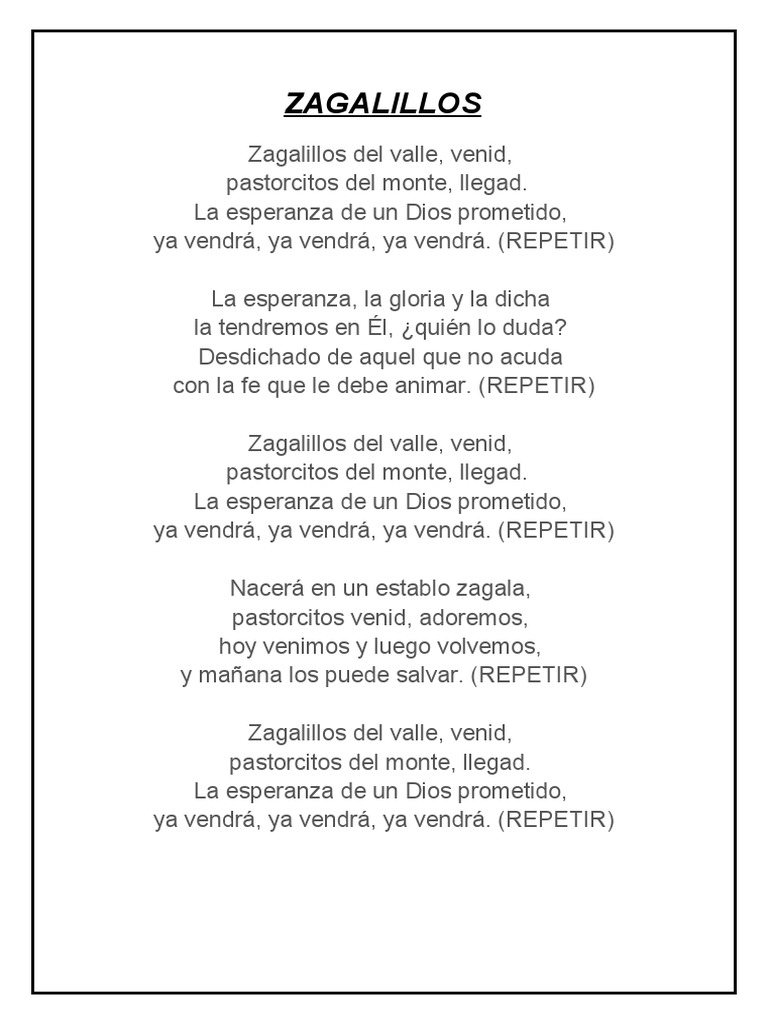 ZAGALILLOS Letra | PDF