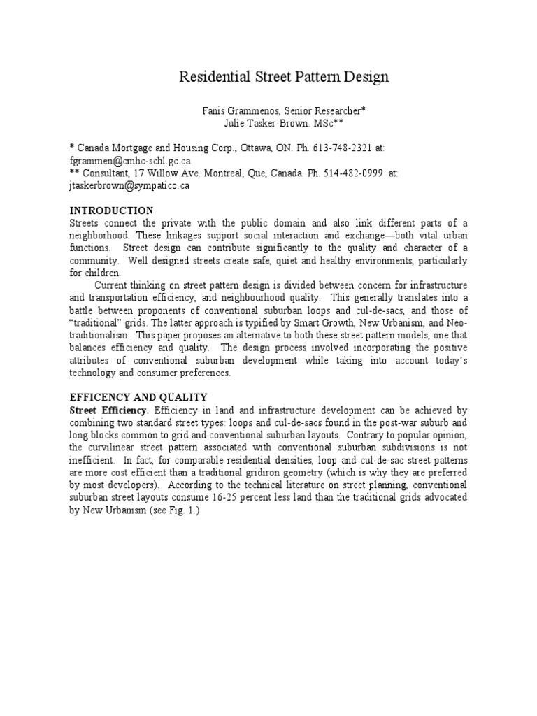 Residential Street Pattern Design | PDF | Traffic | Street