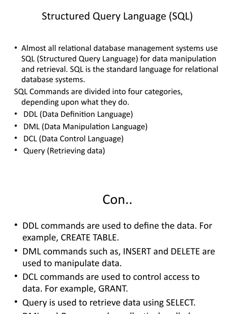 Structured Query Language (SQL) | PDF | Relational Model | Data
