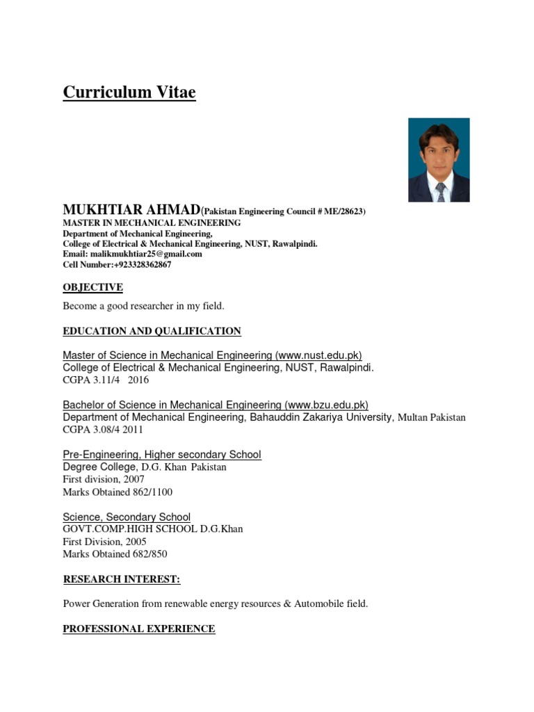 Curriculum Vitae: Mukhtiar Ahmad | PDF | Pakistan | Learning