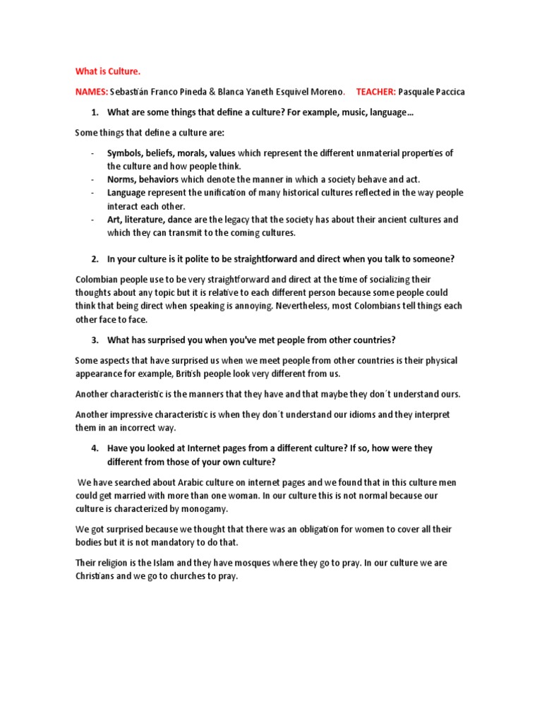 Defining Culture: A Look at Colombian Values, Norms, and Cultural ...