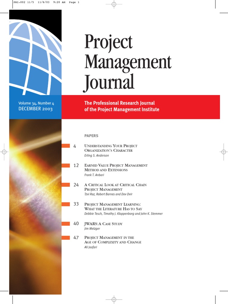 Project Management Journal, December 2003 PDF | PDF | Organizational ...