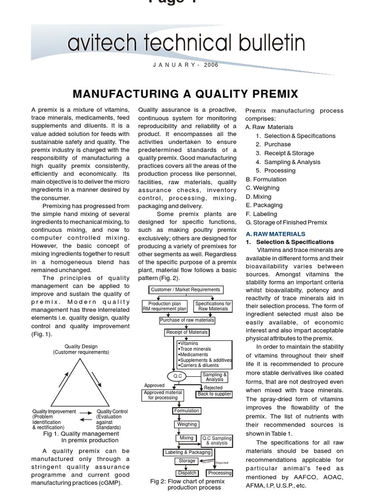 Quality Management in Premix Production | PDF | Vitamin | Packaging And ...
