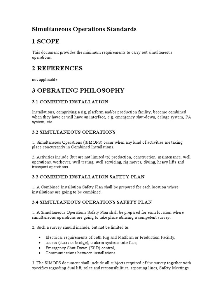 Simultaneous Operations Standards | PDF | Risk Assessment | Safety