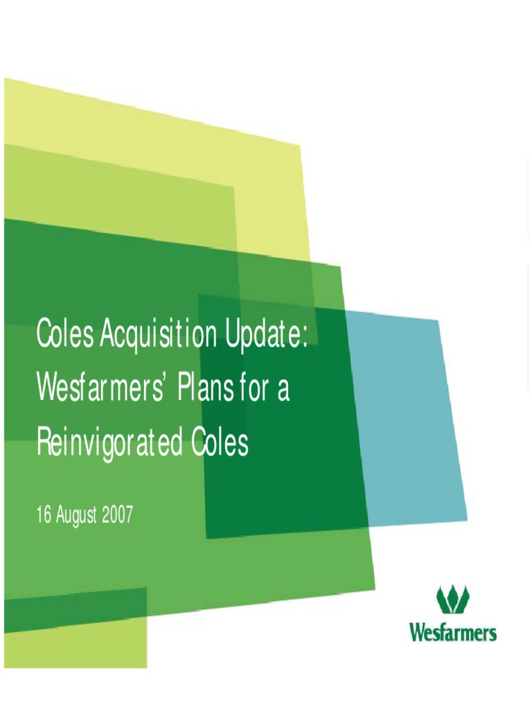 Coles Acquisition Update: Wesfarmers' Plans For A Reinvigorated Coles ...