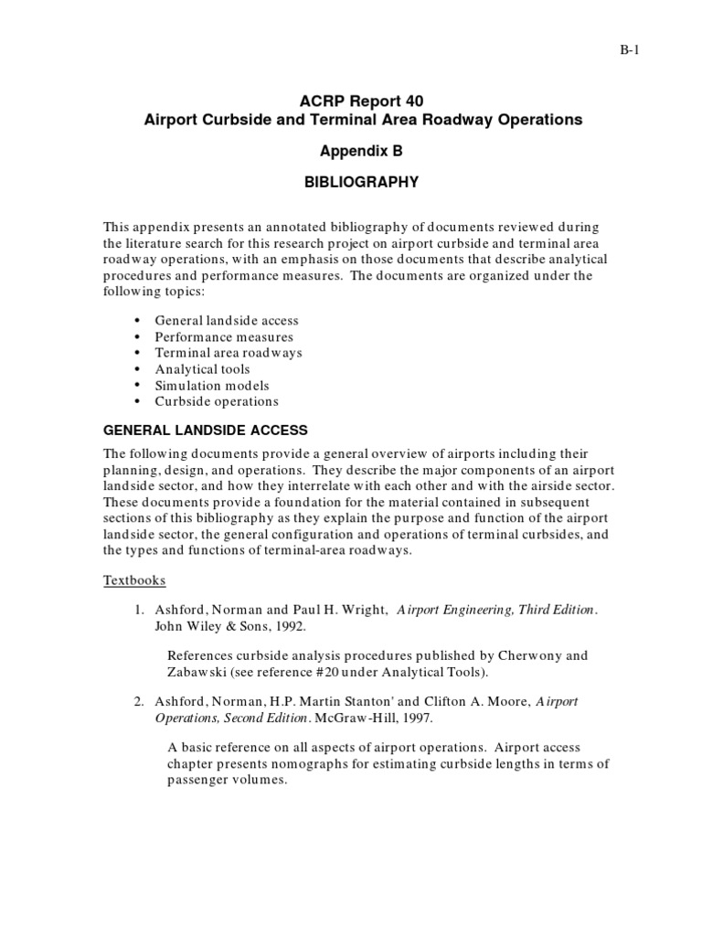 ACRP Report 40 Airport Curbside and Terminal Area Roadway Operations | PDF