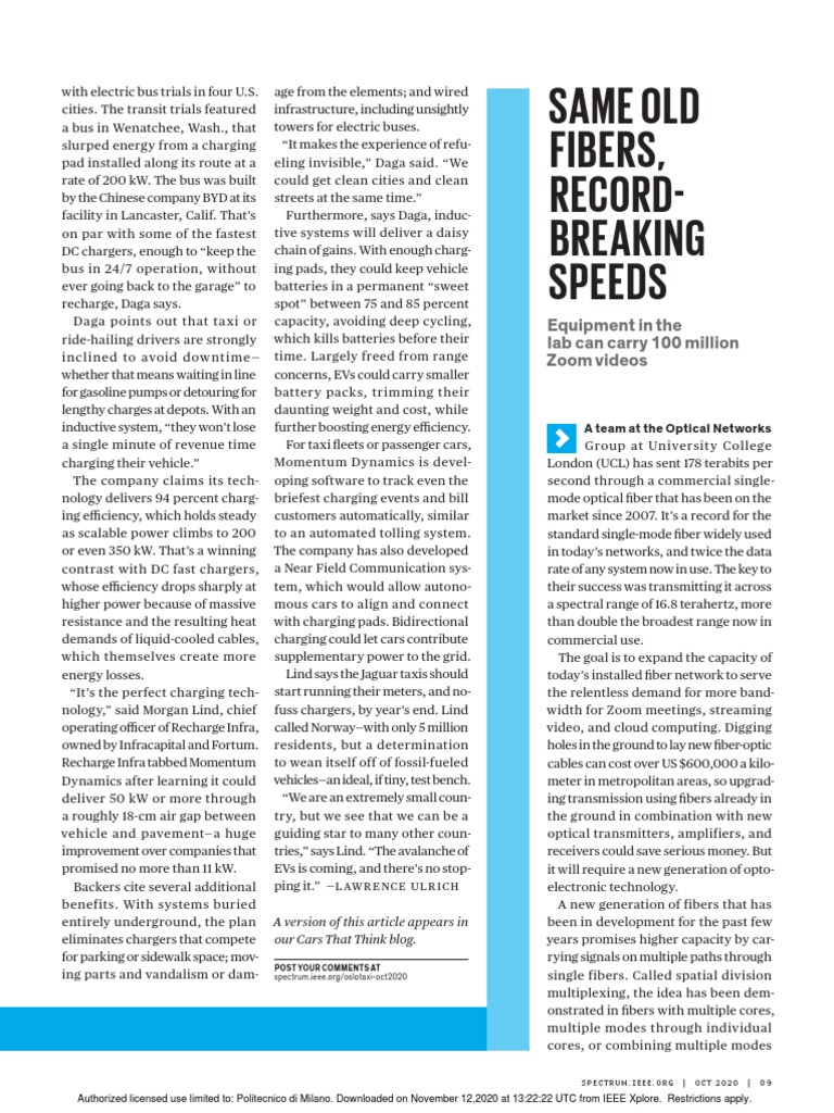 Same Old Fibers - Record-Breaking Speeds Equipment in The Lab Can Carry ...