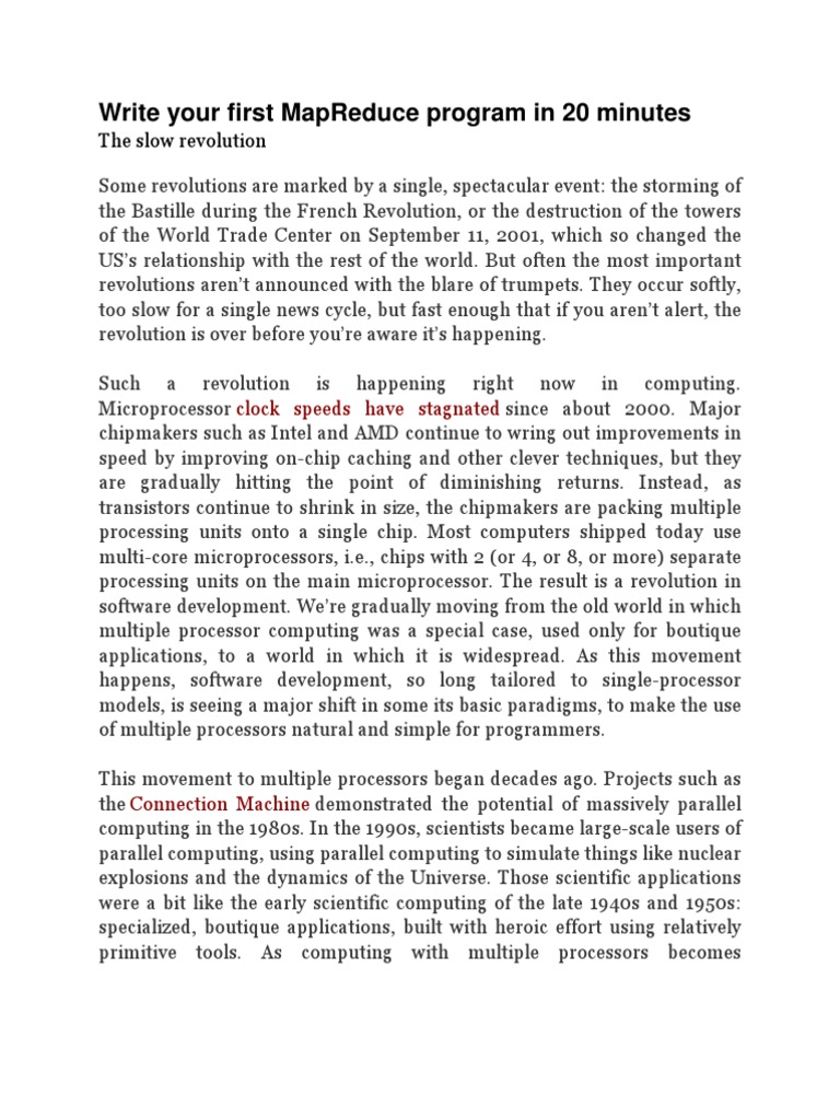 Write Your First Mapreduce Program In 20 Minutes Pdf Map Reduce Parallel Computing