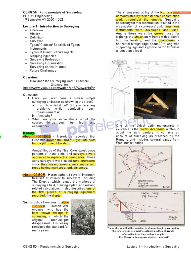 Lecture 1 Introduction To Surveying PDF | PDF | Surveying | Geographic ...
