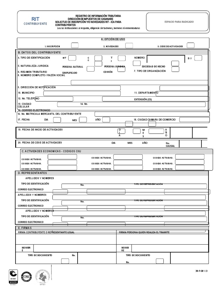 Formulario RIT | PDF | Business