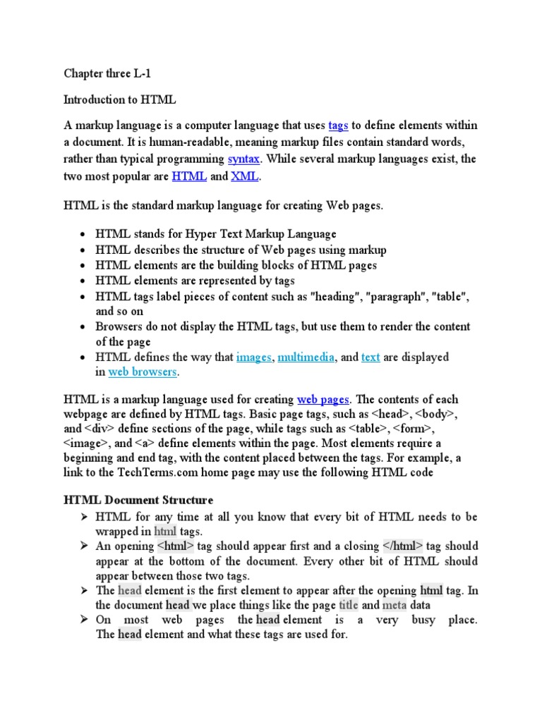 Chapter 3 Lec1 | PDF | Html Element | Markup Language