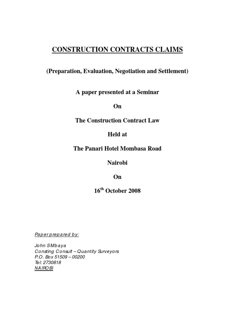 Contract Claims - by John Mbaya | PDF
