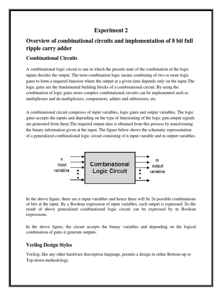 8-Bit Ripple Carry Adder Design Guide | PDF | Logic Gate | Electronic ...