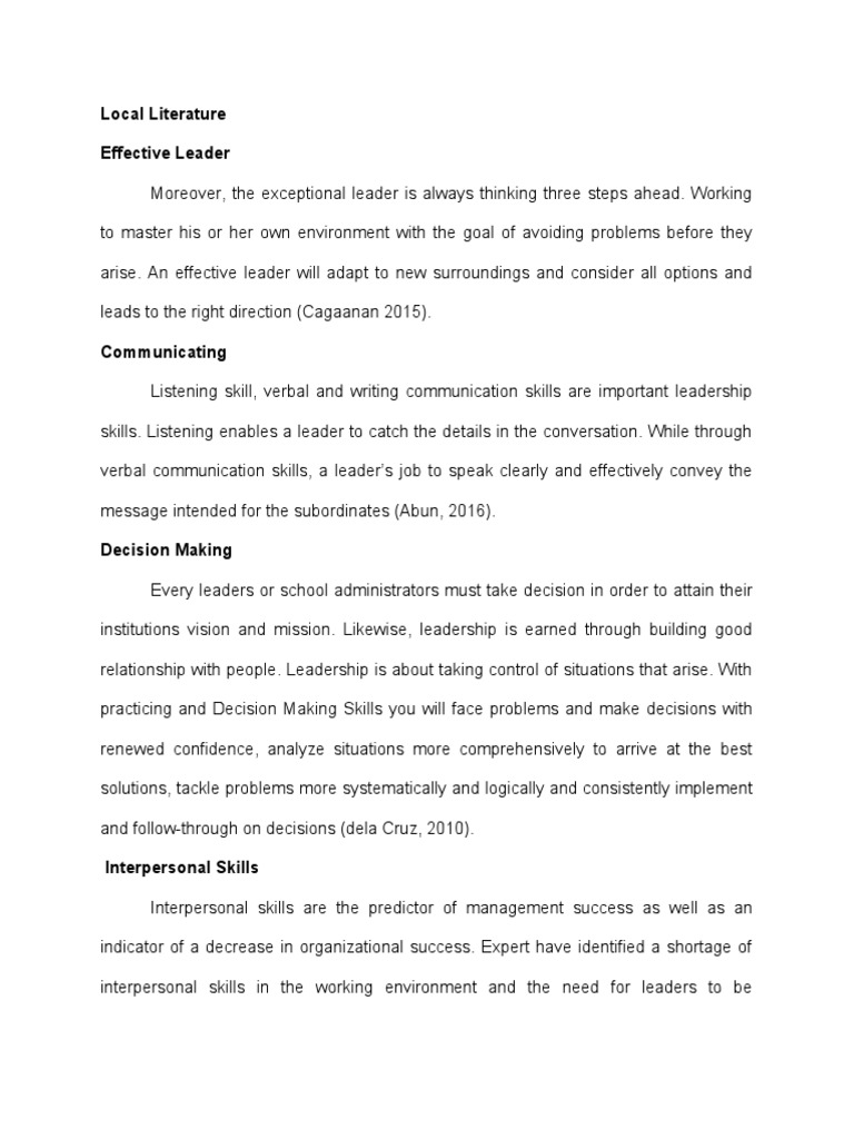 Local Literature Effective Leader | PDF | Career & Growth