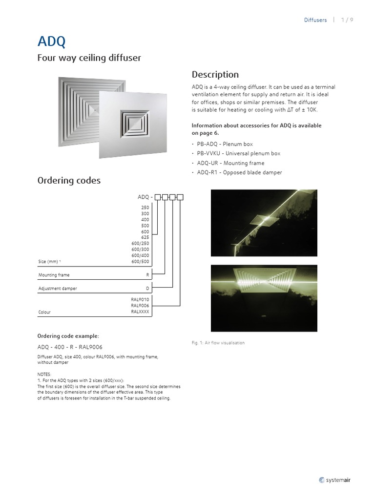 Four Way Ceiling Diffuser Description: Diffusers | PDF | Building ...