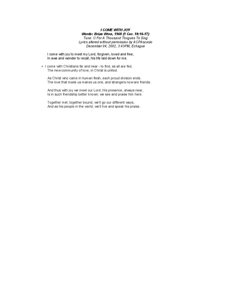Christian Communion Hymn | PDF | Religion & Spirituality