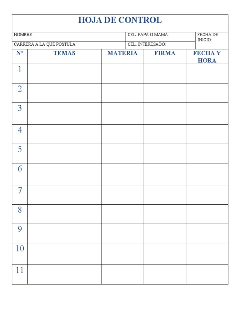 Hoja de Control | PDF