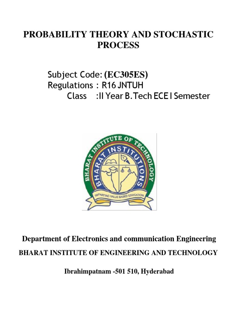 Probability Theory and Stochastic Process (EC305ES) | PDF | Probability ...