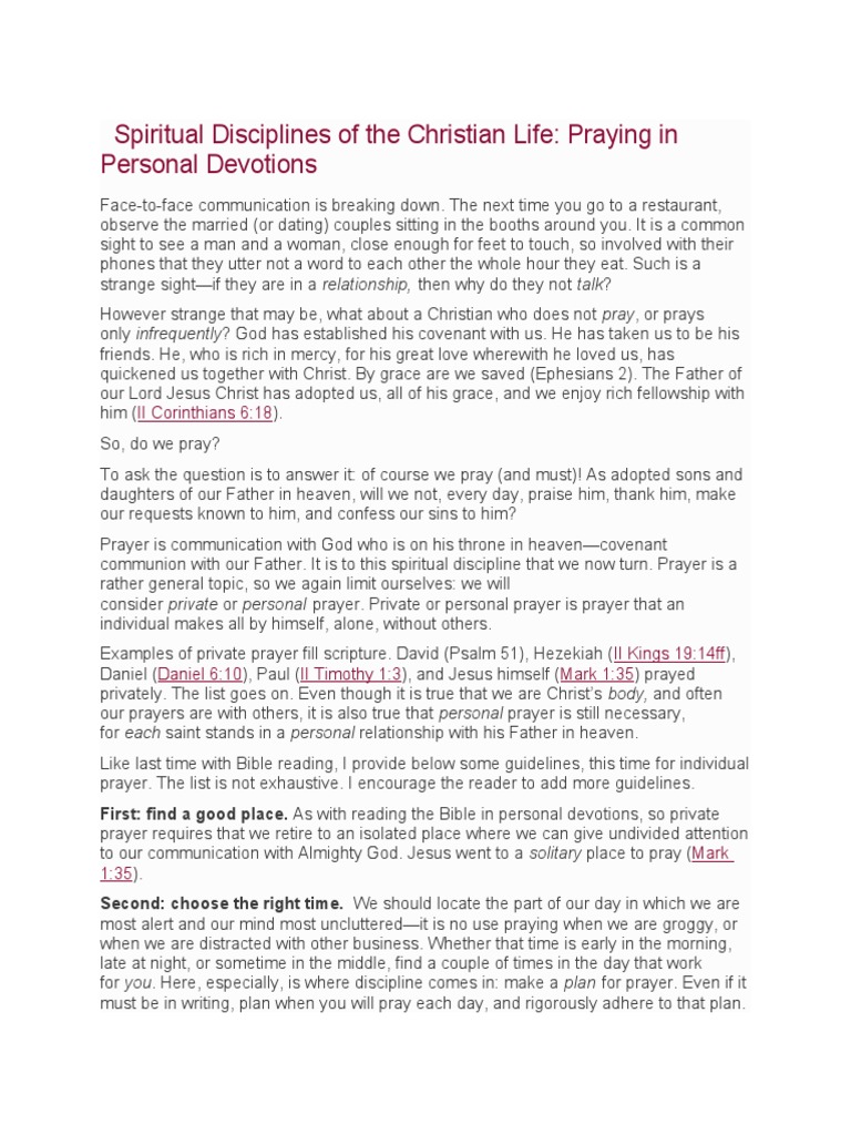 Spiritual Disciplines of The Christian Life | PDF | Grace In ...