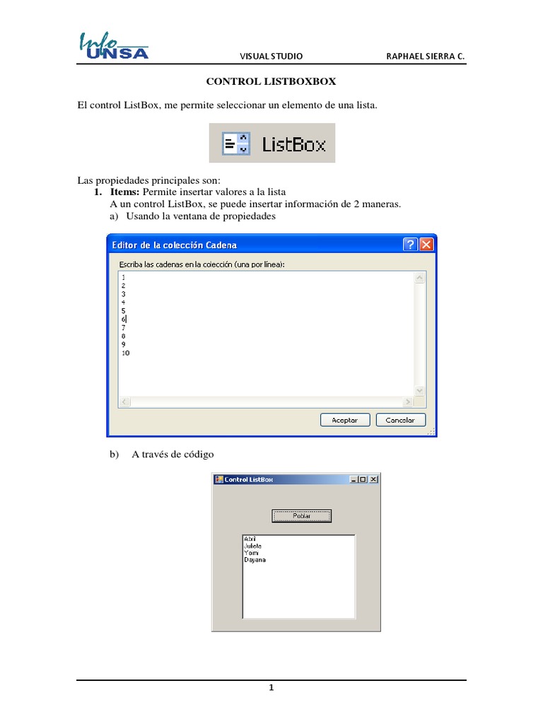 Sesion 06 Control Listbox | PDF | Programación de computadoras | Informática