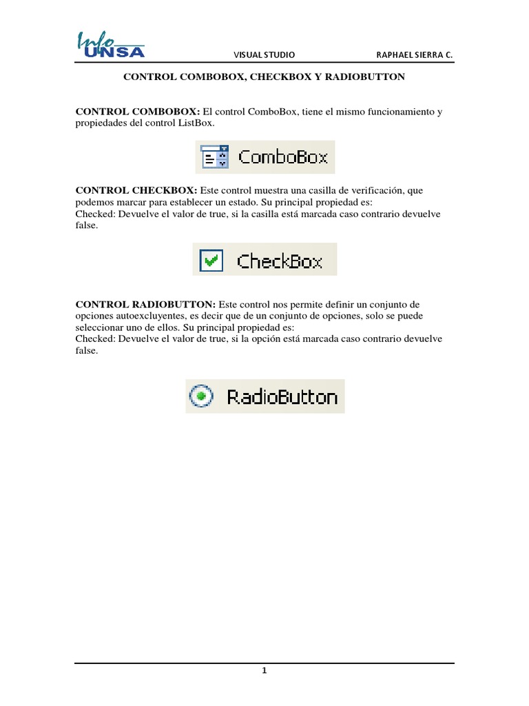 Sesion 07 Control ComboBox, CheckBox y RadioButton | PDF Sesion 07 Control ComboBox, CheckBox y RadioButton | PDF