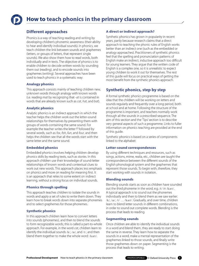 How To: Teach Phonics in The Primary Classroom | PDF | Phonics ...