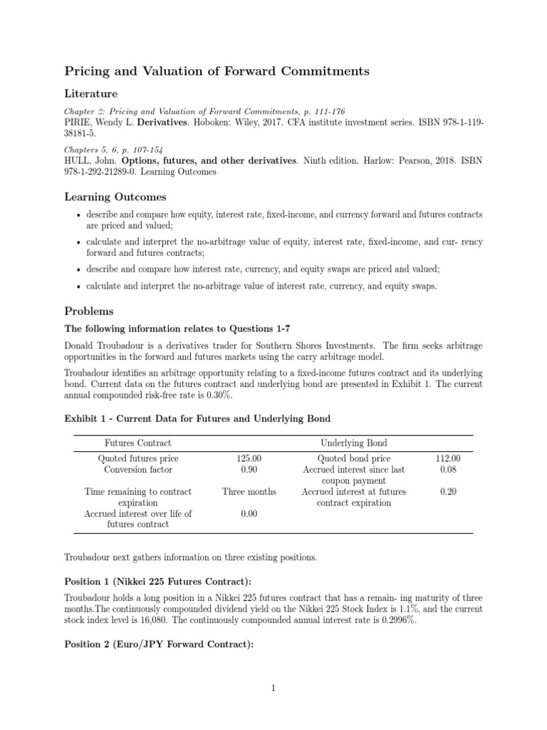 Pricing and Valuation of Forward Commitments: Literature | Download ...