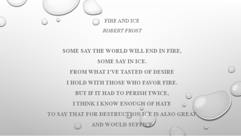 Robert Frost's famous poem "Fire and Ice | PDF