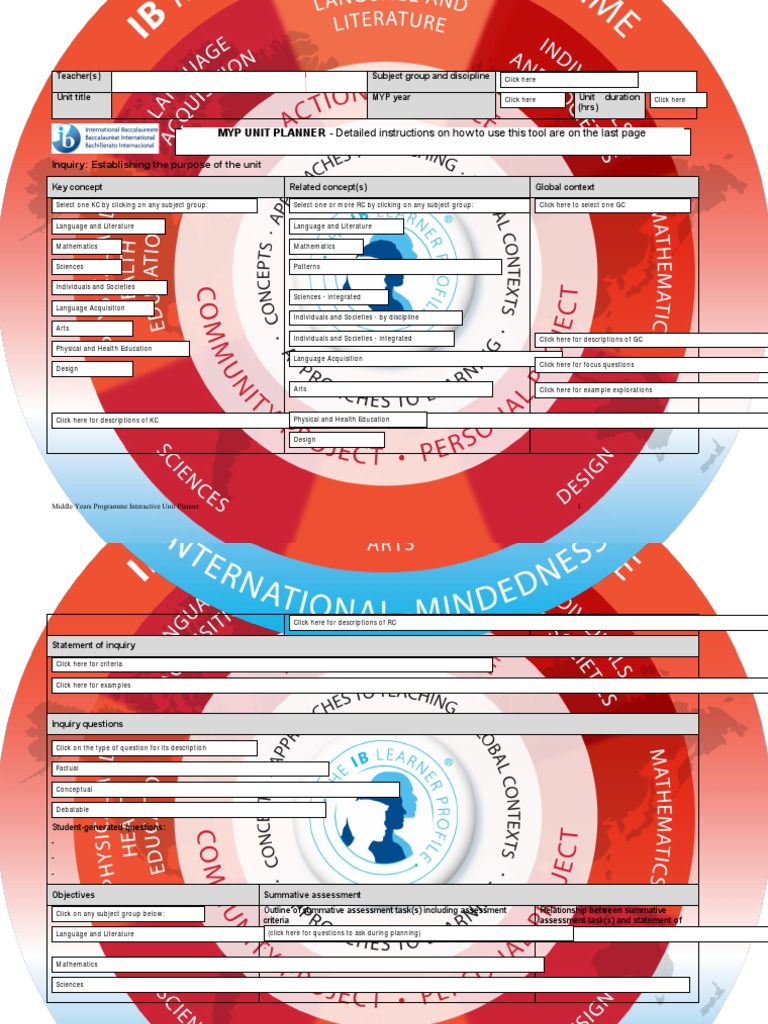 MYP UNIT PLANNER - Detailed Instructions On How To Use This Tool Are On ...
