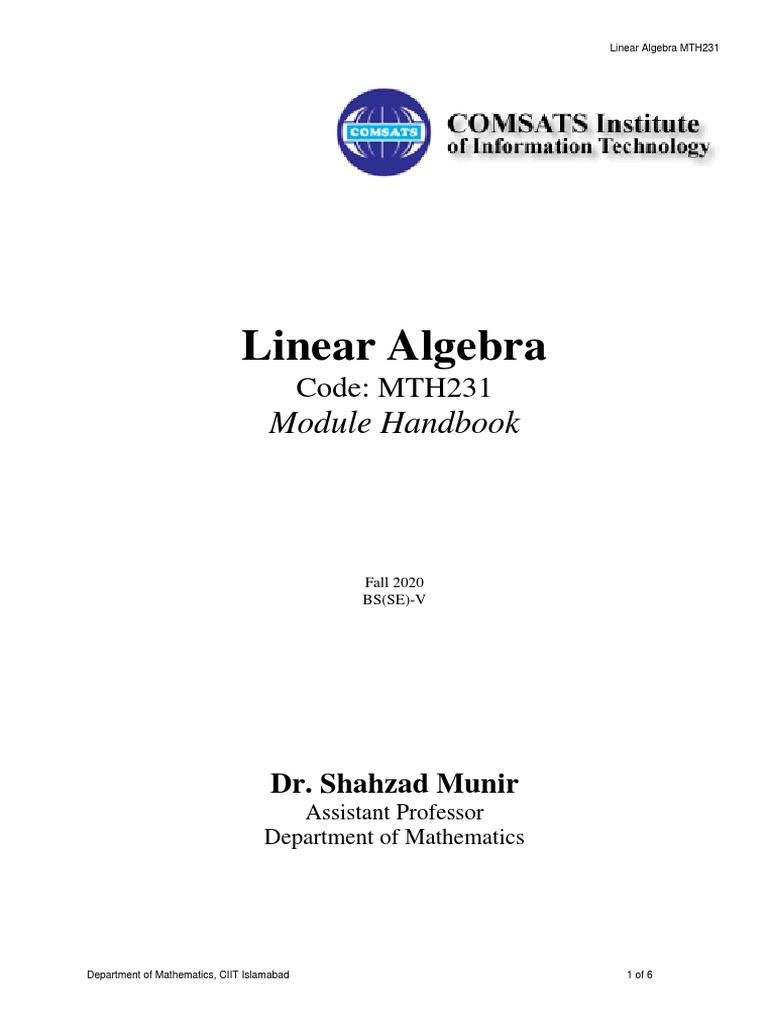 Linear Algebra Fall'20 | PDF | Linear Algebra | Matrix (Mathematics)