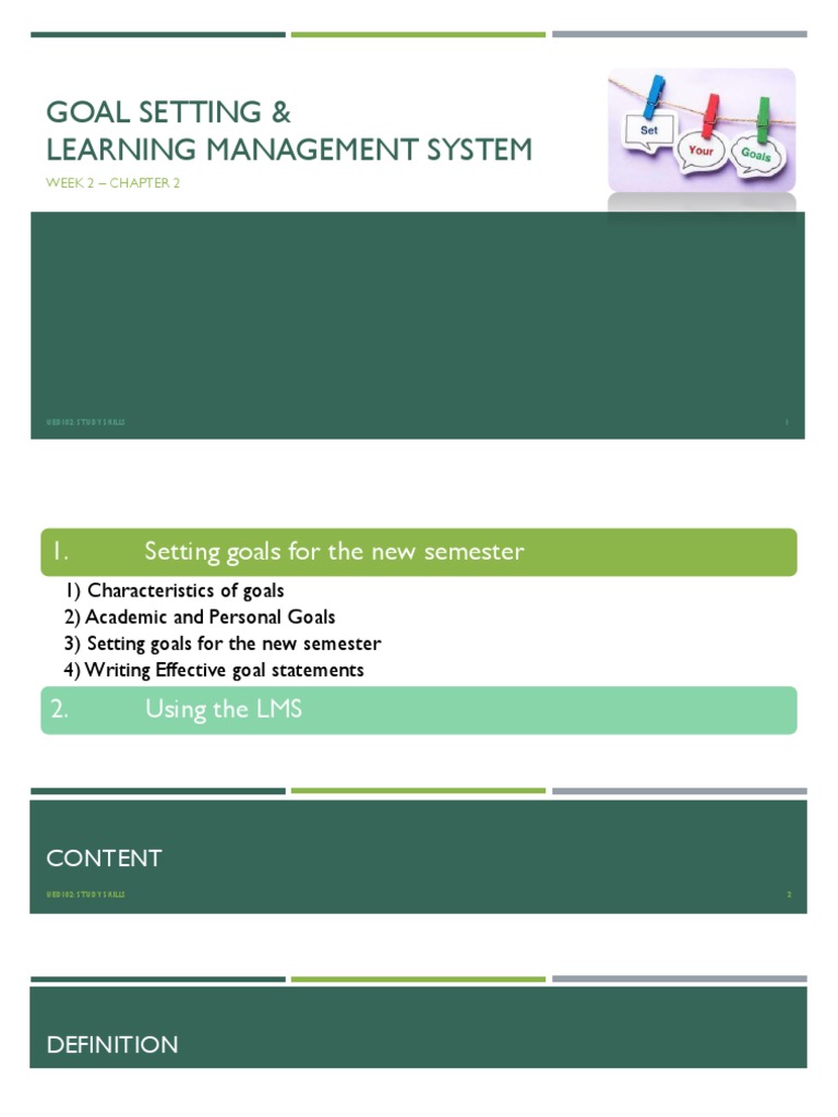 Chapter 2. - Goal Setting & LMS | PDF | Study Skills | Goal
