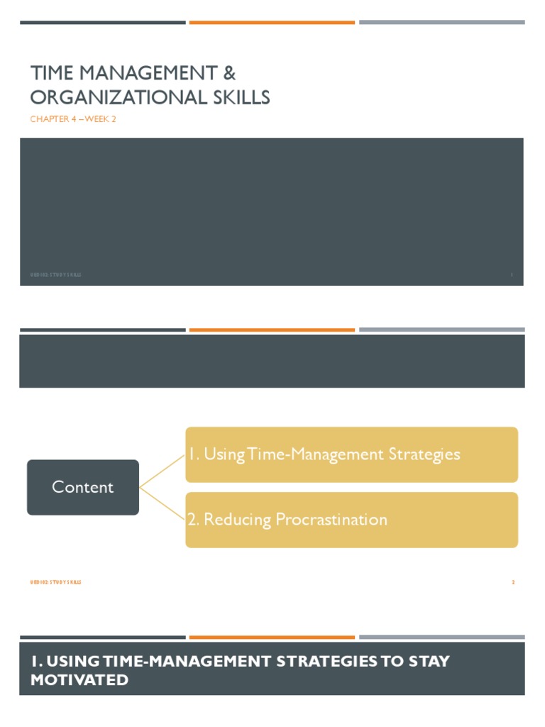 Chapter 4 - Time Management & Organizational Skills | PDF ...