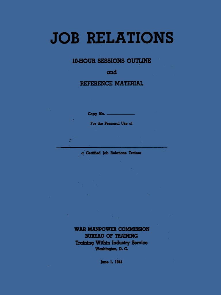 TWI Job Relations Manual PDF | PDF | Knowledge | Psychological Concepts