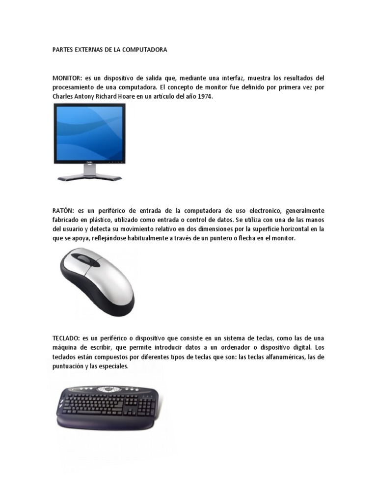 Partes Externas y Internas de La Computadora | PDF | Periférico ...