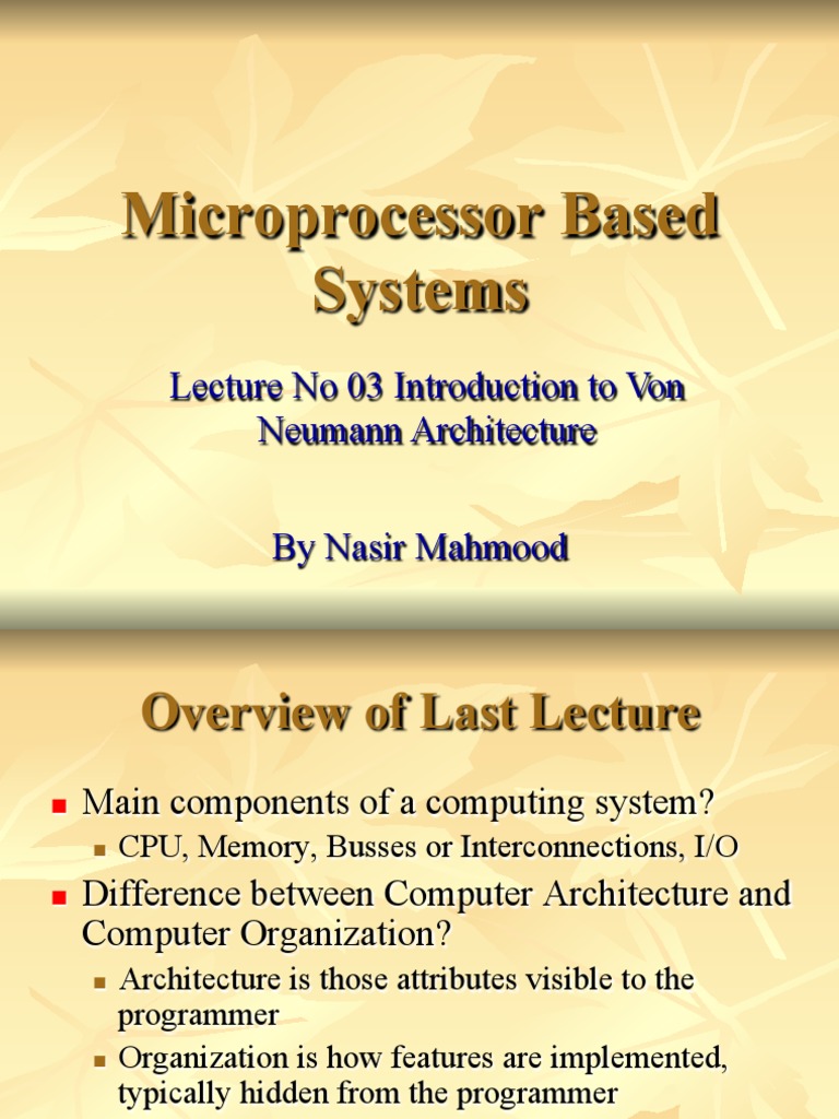 03 Microprocessor Systems Lecture No 03 MicroArchitecture | PDF ...