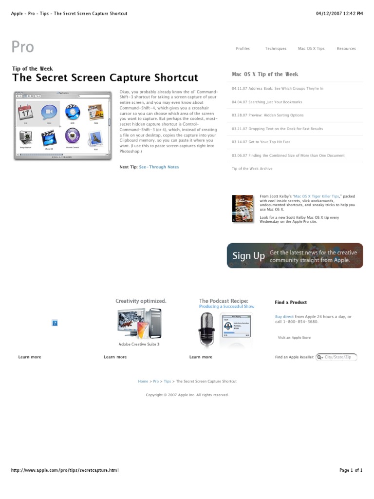 The Secret Screen Capture Shortcut | PDF | Screenshot | Mac Os