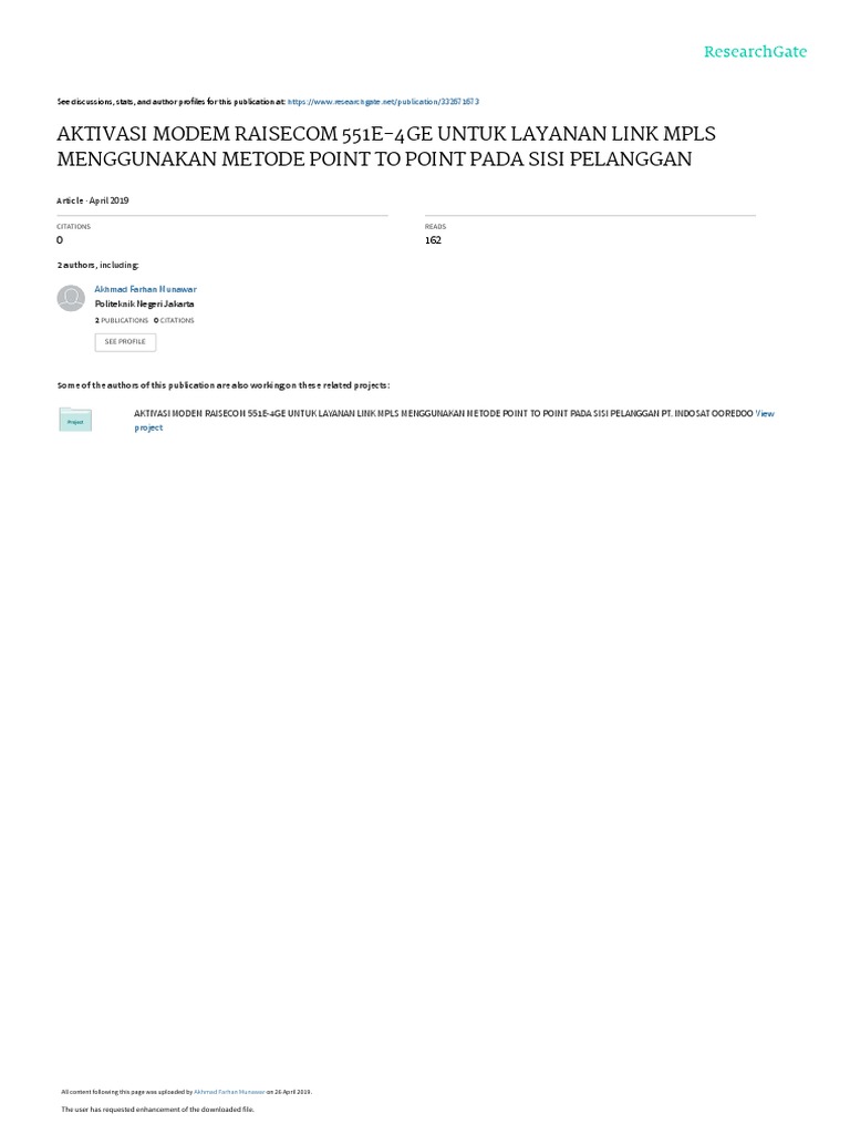 Aktivasi Modem Raisecom 551E-4GE MPLS | PDF