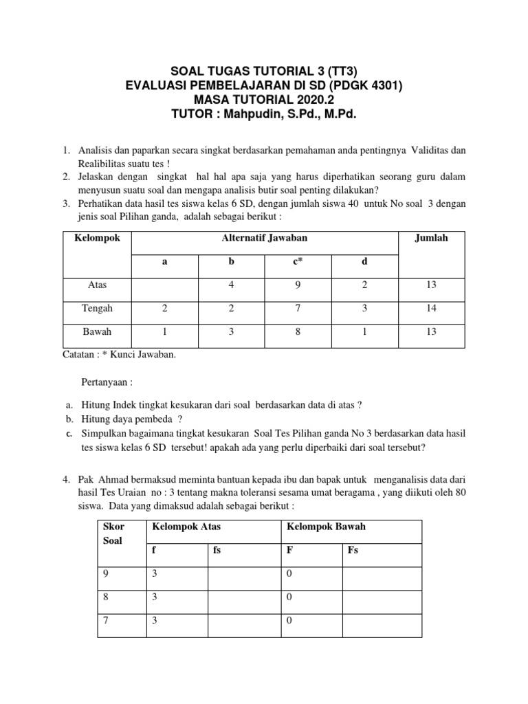 Soal TT 3-Dikonversi | PDF | Metode & Bahan Ajar