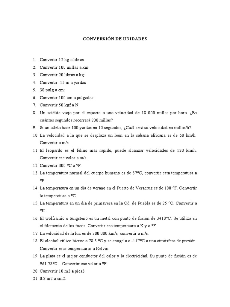 Tarea Conversión de Unidades | PDF
