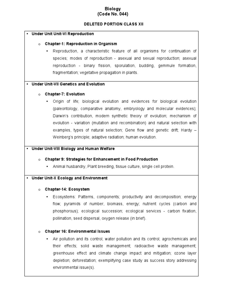 DE Leted Portion Class Xii | PDF | Evolution | Reproduction